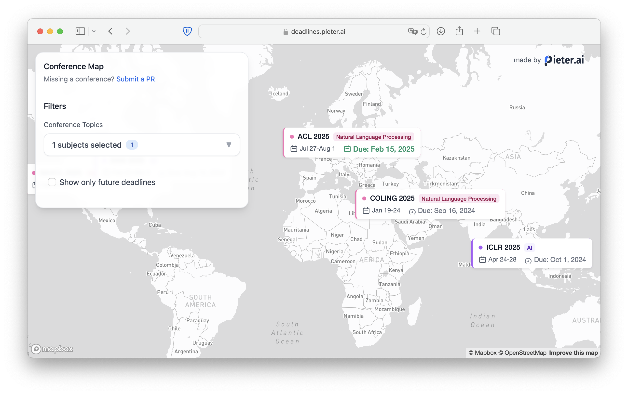 2025 CS Conference Deadlines Map | Computer Science Conference ...